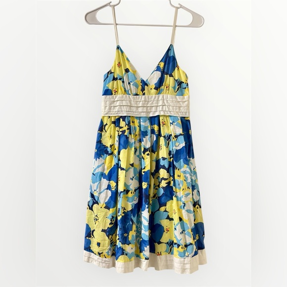 Guess | Dresses | Vintage Guess Yellow And Blue Pleated Sundress | Poshmark